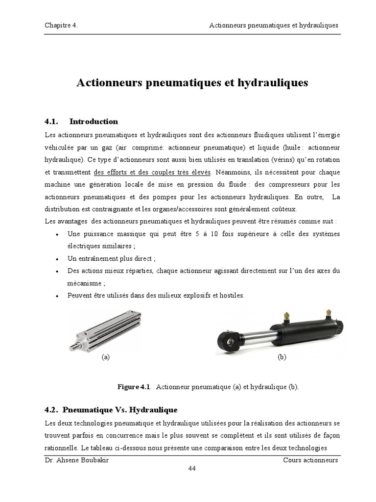 Chapitre 4 Actionneurs | PDF | Énergie pneumatique | Piston