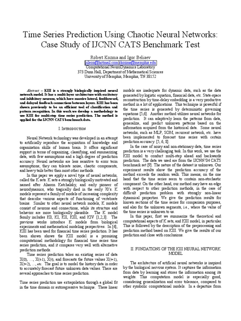 2004 Time Series Prediction Using Chaotic Neural Networks | PDF | Artificial Neural Network ...
