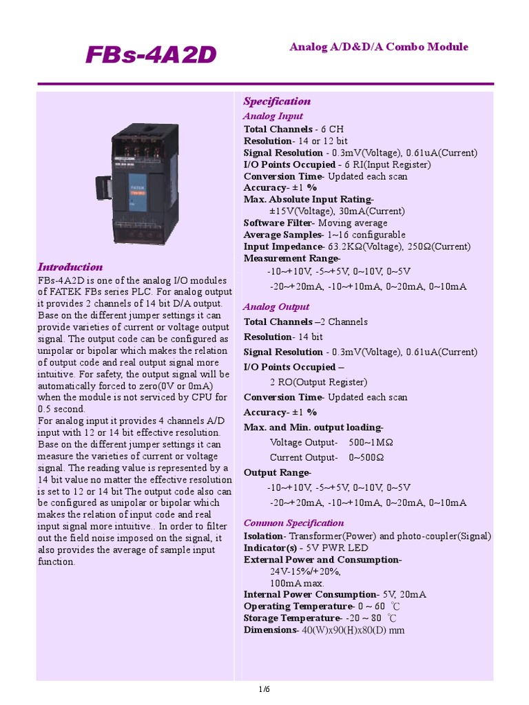 Fbs-4A2D: Specification | PDF | Analog To Digital Converter | Bipolar Junction Transistor