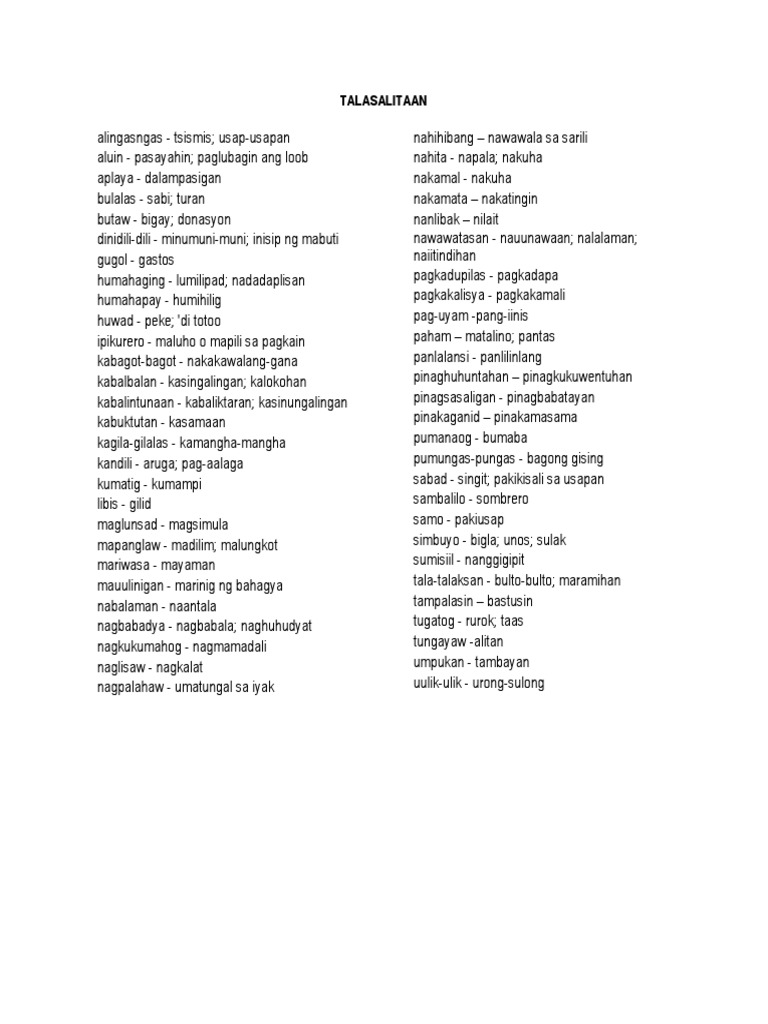 Talasalitaan Sa El Fili | PDF