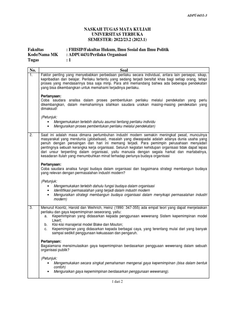 Soal Adpu4431 Tmk1 3 | PDF