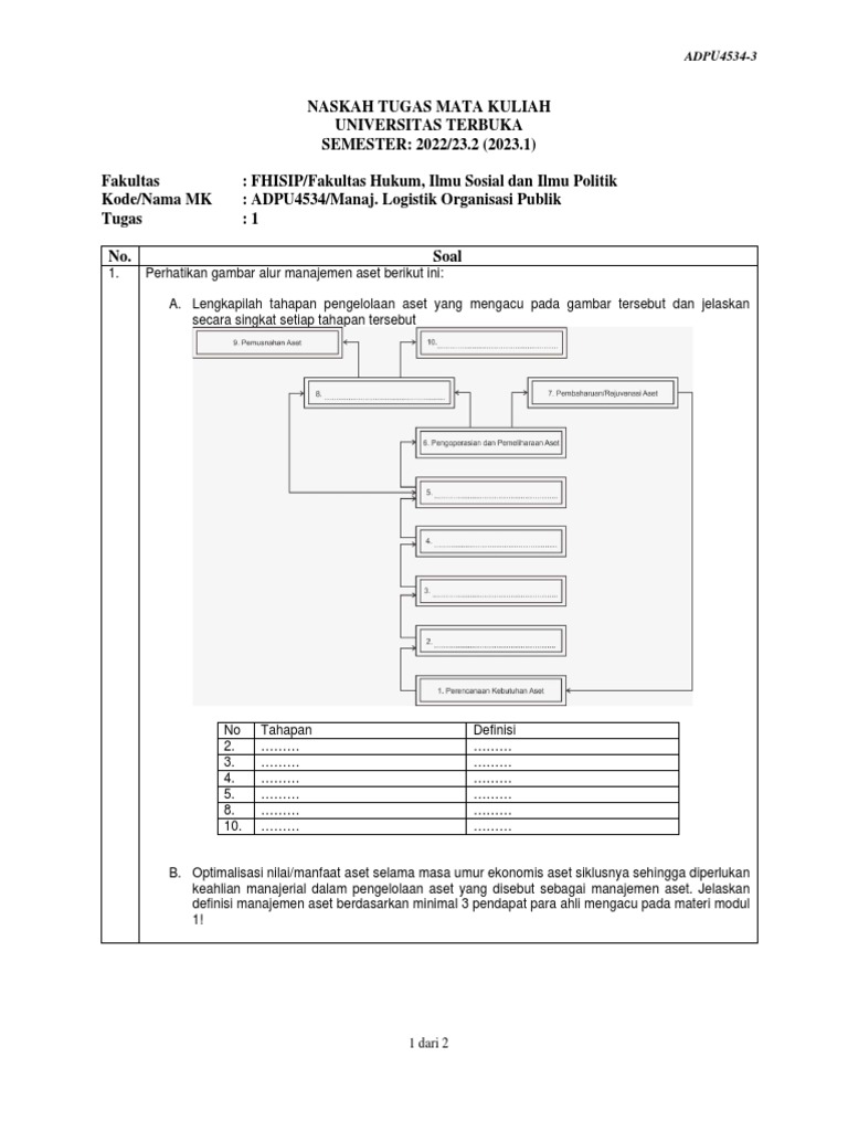 Soal Adpu4534 tmk1 3 | PDF