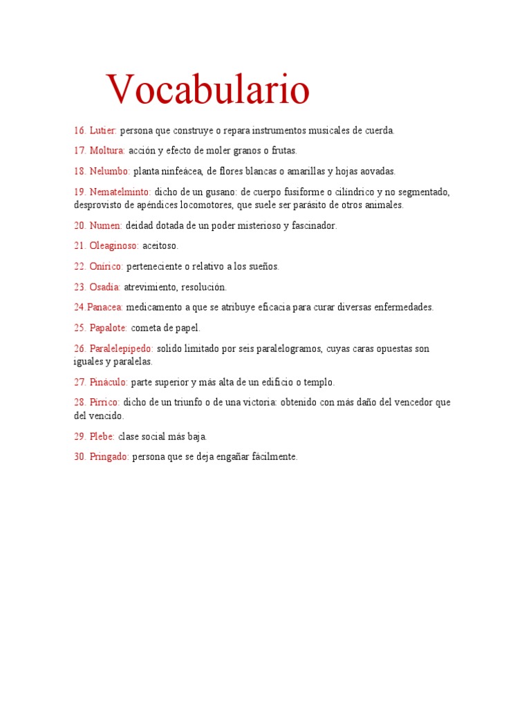 Vocabulario y términos de Santa Cruz | PDF | Ciencia y matemáticas