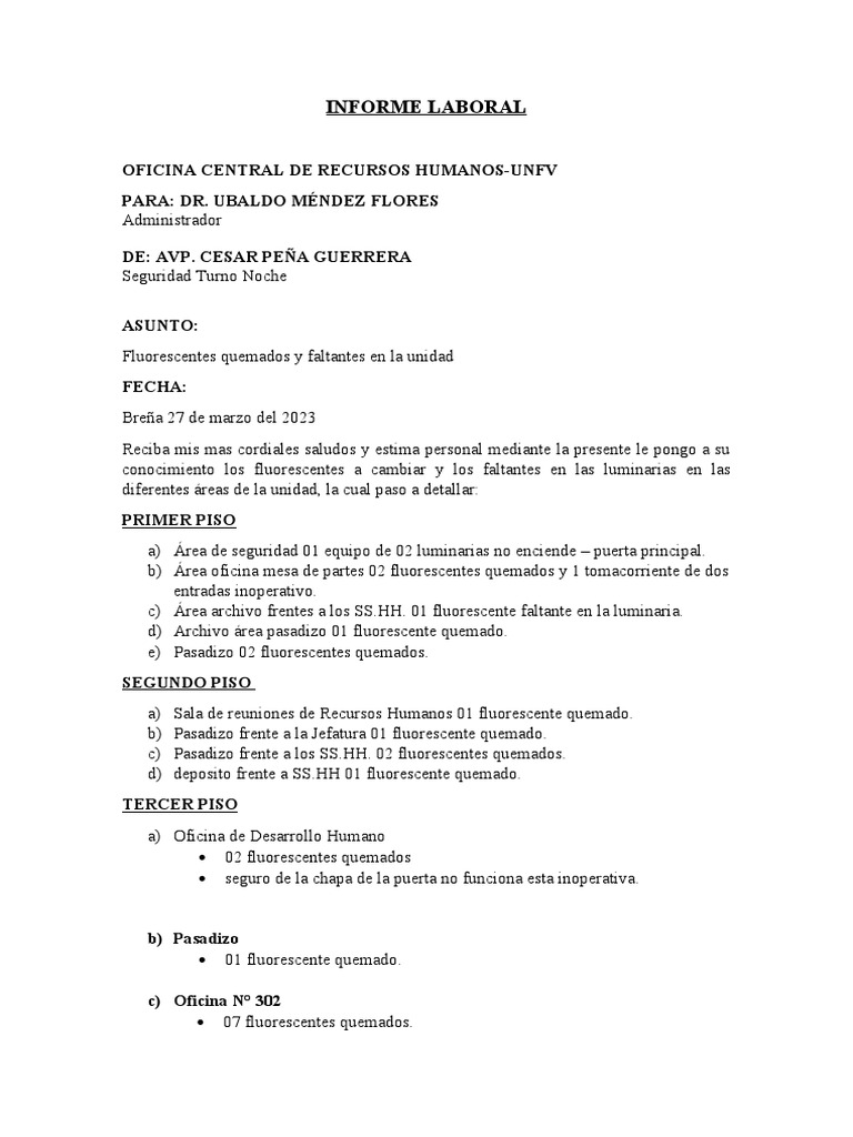 Informe Laboral | PDF