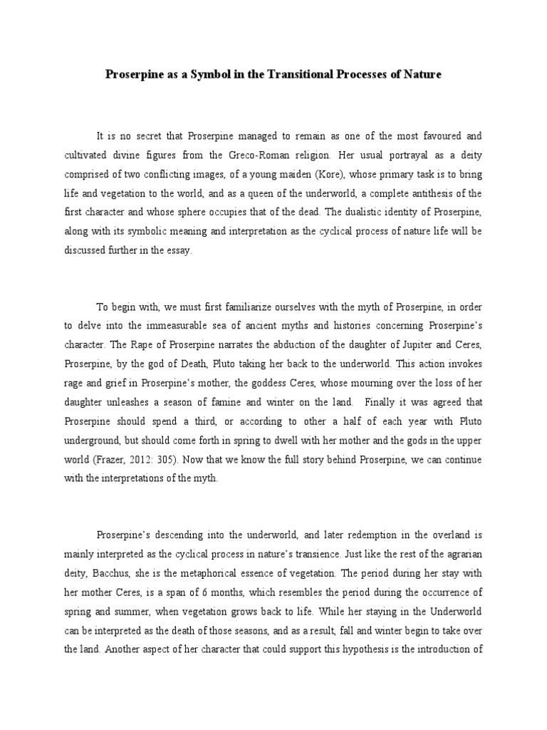 The Role of Proserpine in Roman Mythology | PDF | Persephone ...