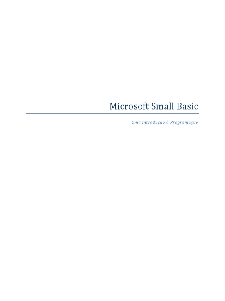 Microsoft Small Basic. Uma Introdução À Programação | PDF | Basic ...