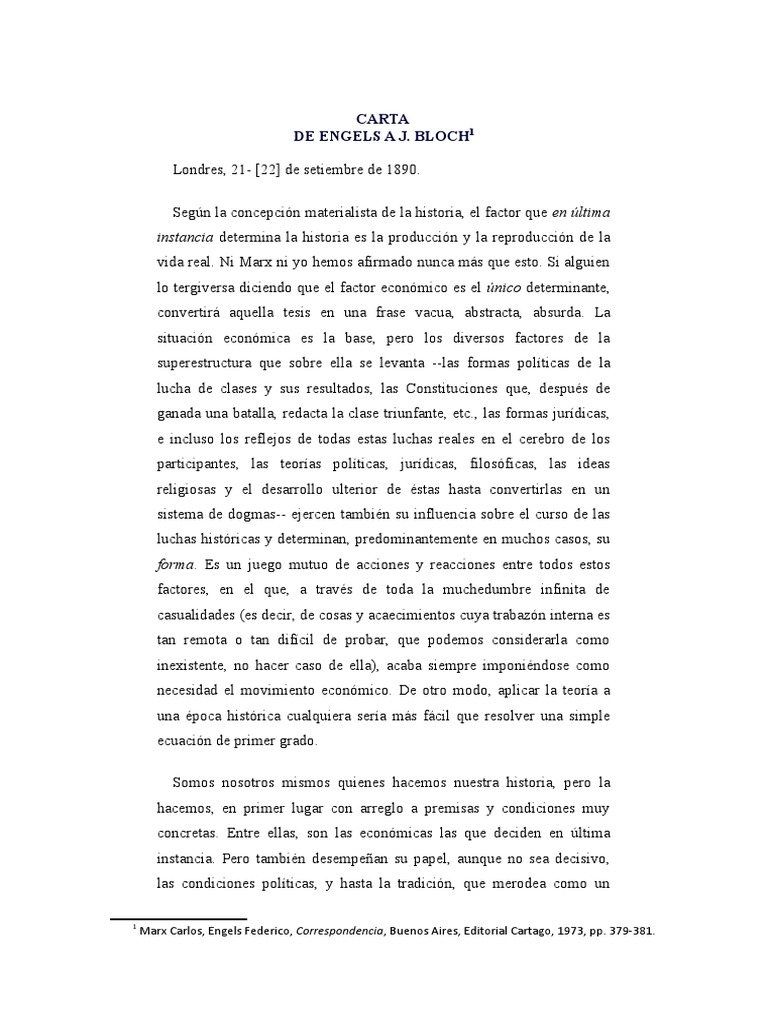CARTA DE F. ENGELS A J. BLOCH | PDF | Friedrich Engels | Karl Marx