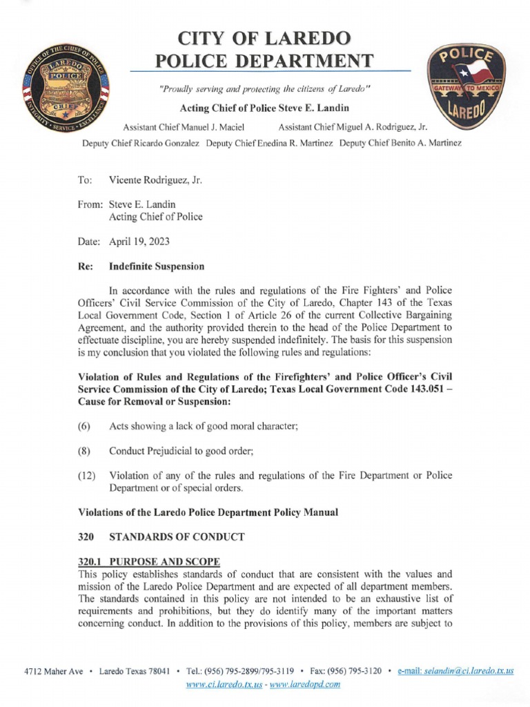 Indefinite Suspension Vicente Rodriguez Jr. | PDF