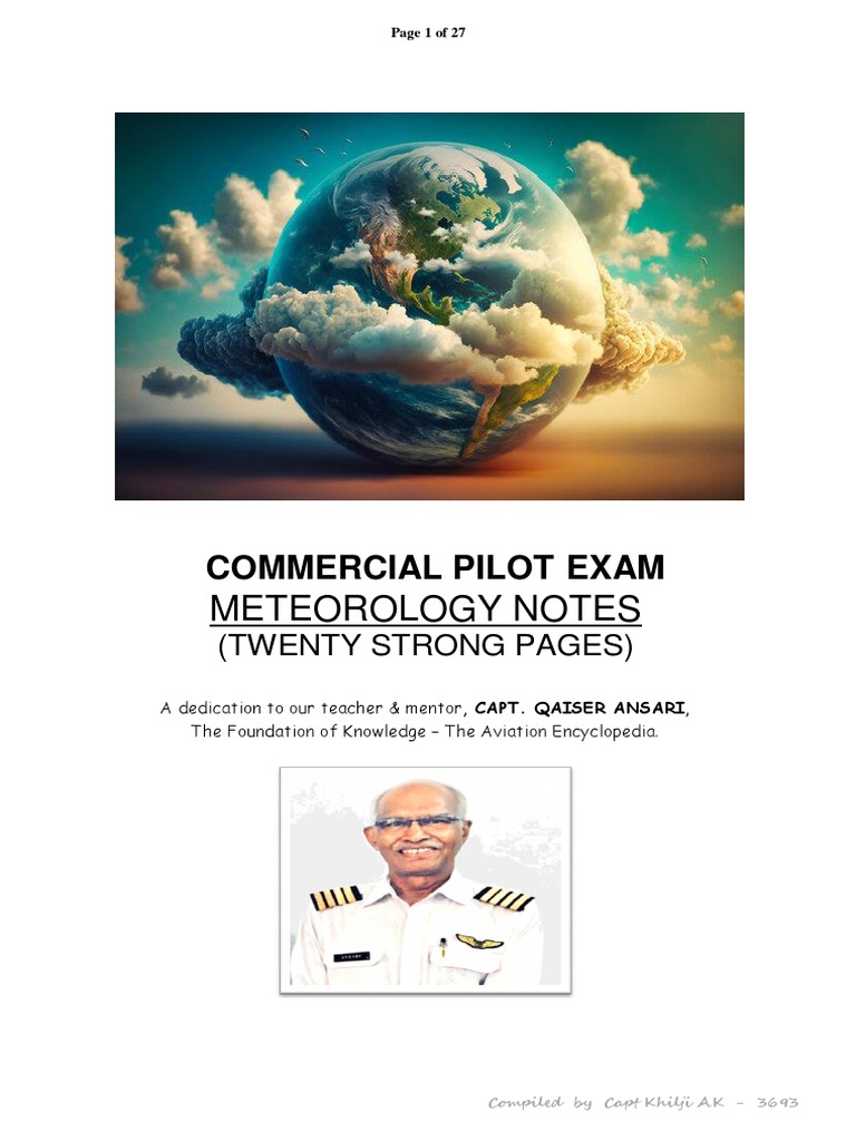 CPL Notes-Meteorology | PDF | Cloud | Atmosphere Of Earth