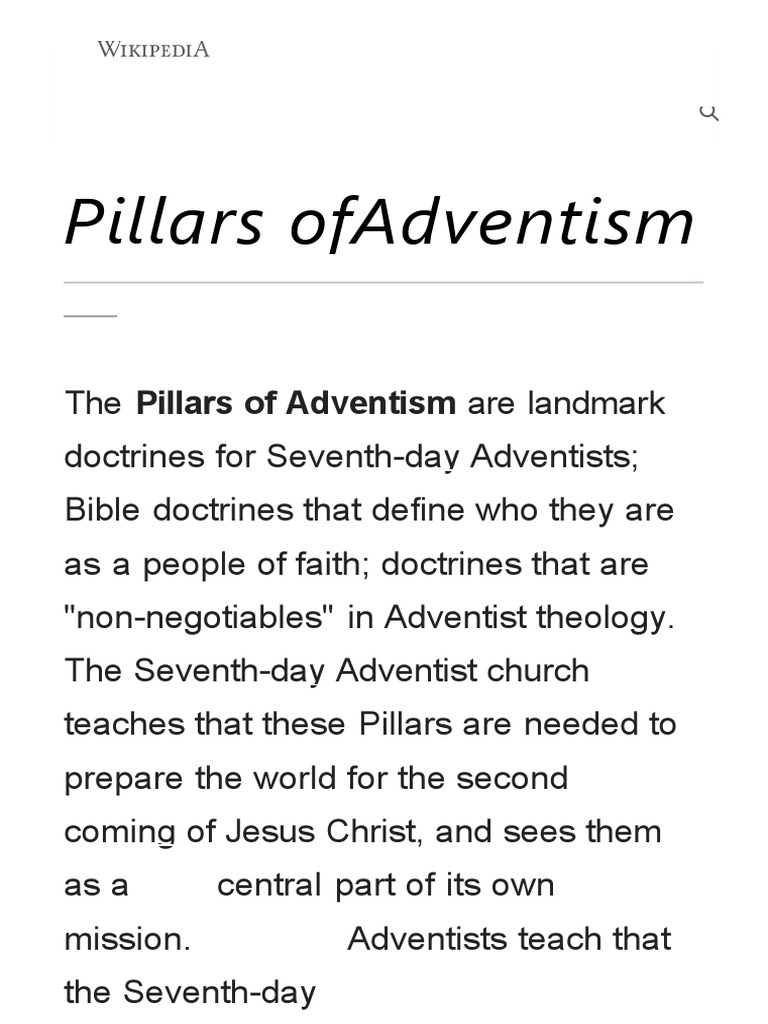 Pillars of Adventism - Wikipedia_1572116856548 | PDF