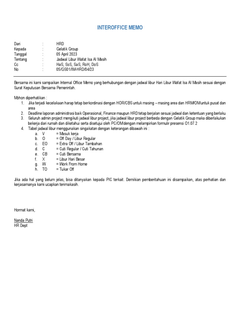 Interoffice Memo | PDF