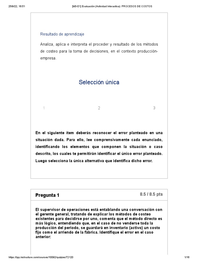 M3 E1 Evaluación Actividad Interactiva PROCESOS DE COSTOS | PDF | Costo ...