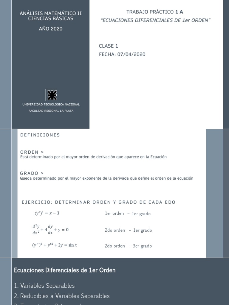 Clase 1 - Practica Tpn°1 | PDF | Ecuaciones | Ecuaciones diferenciales