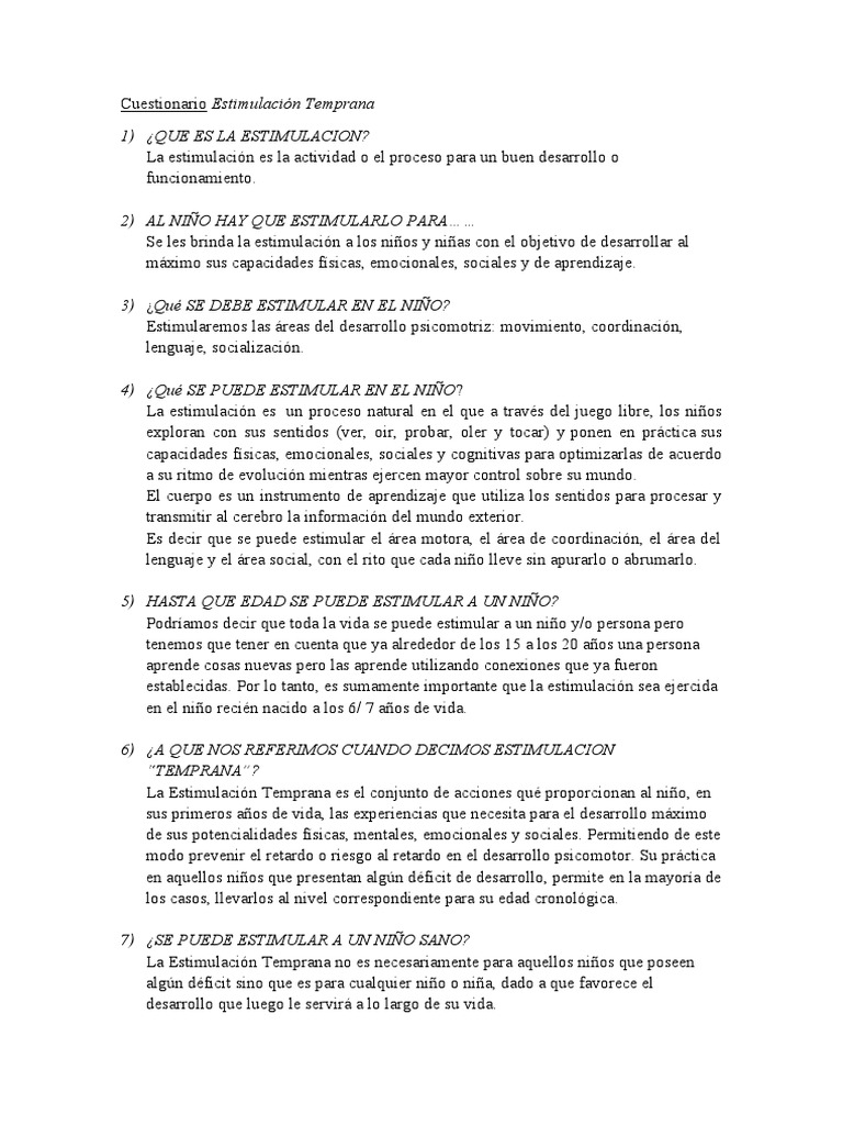 Estimulacion Temprana | PDF | Aprendizaje | Neurociencia