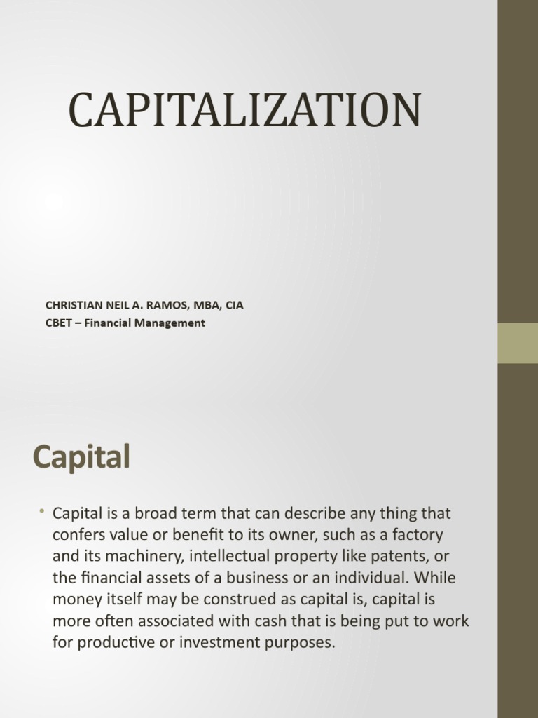 Capitalization Lecture | PDF | Capital (Economics) | Securities (Finance)