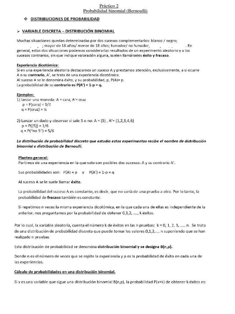 Práctico 2 (Probabilidad Binomial) | PDF | Probabilidad | Obesidad