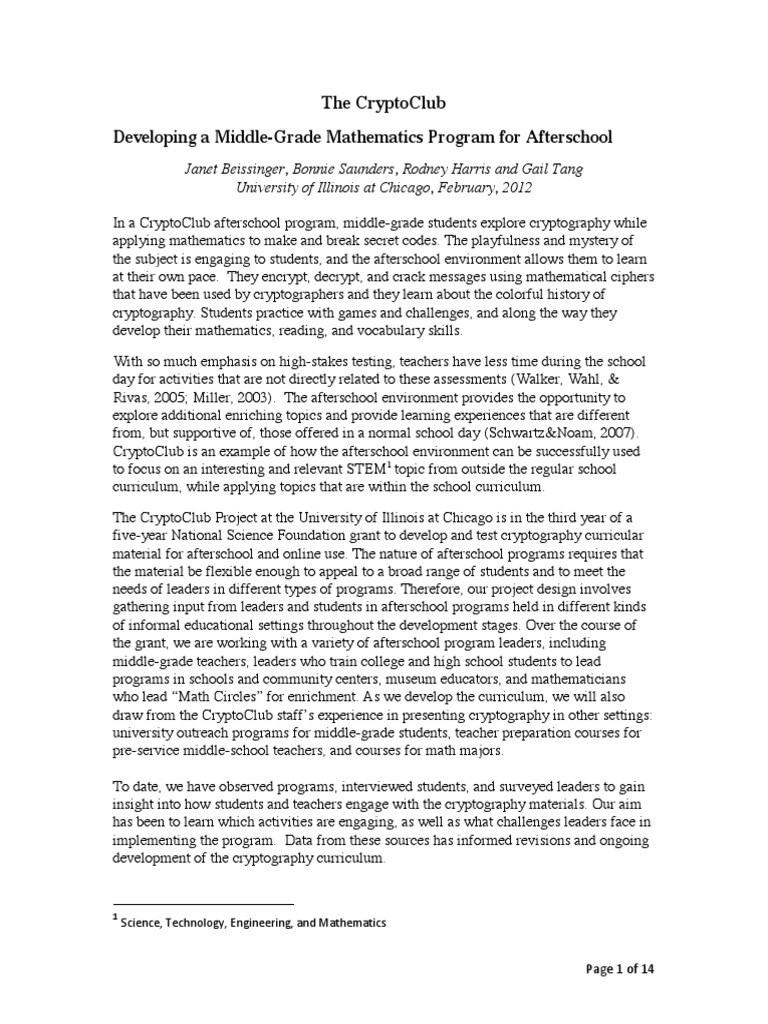 CryptoClub Report | PDF | Encryption | Teachers