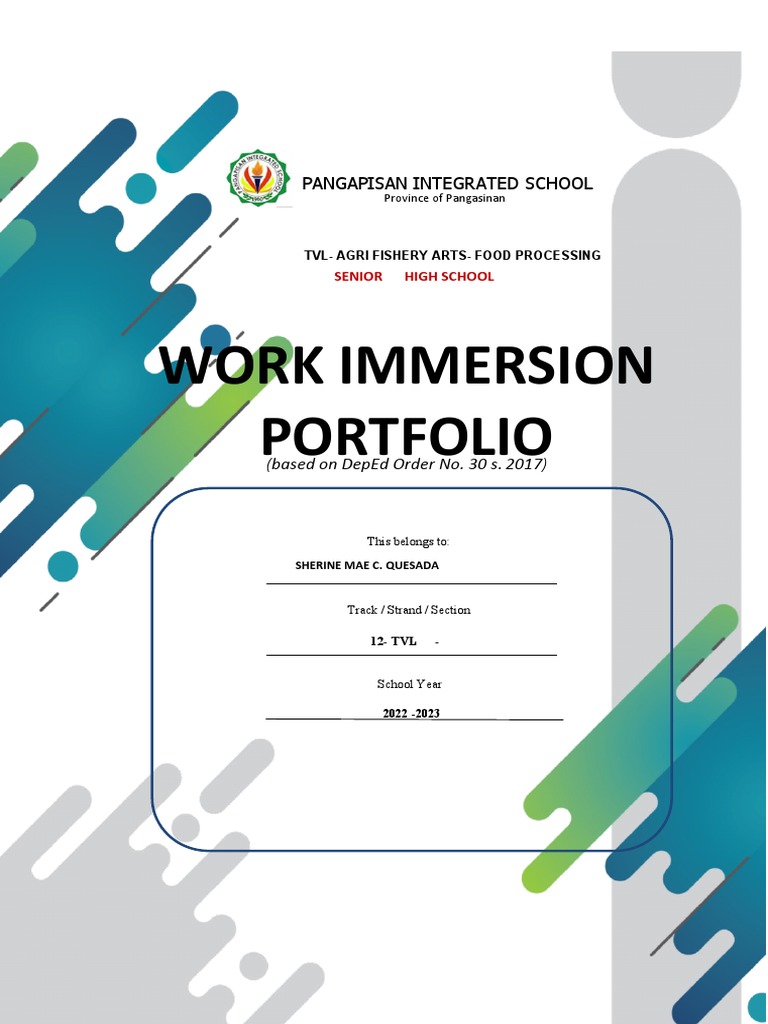 Work Immersion Portfolio Edited | PDF | Leadership | Goal