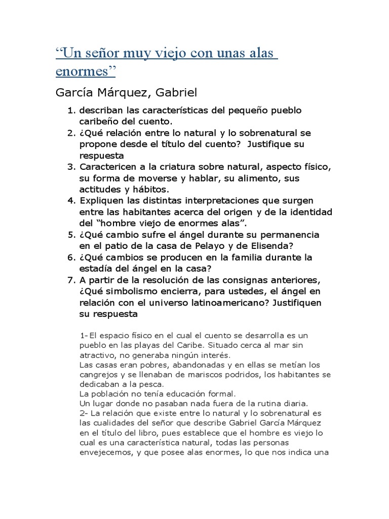Un Señor Muy Viejo Con Unas Alas Enormes | PDF | Libros para ...