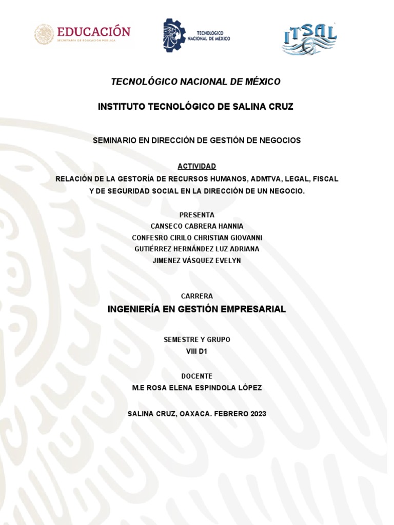 Instituto Tecnológico de Salina Cruz | PDF | Gestión de recursos humanos | Economias