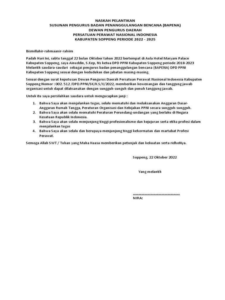 Naskah Pelantikan | PDF