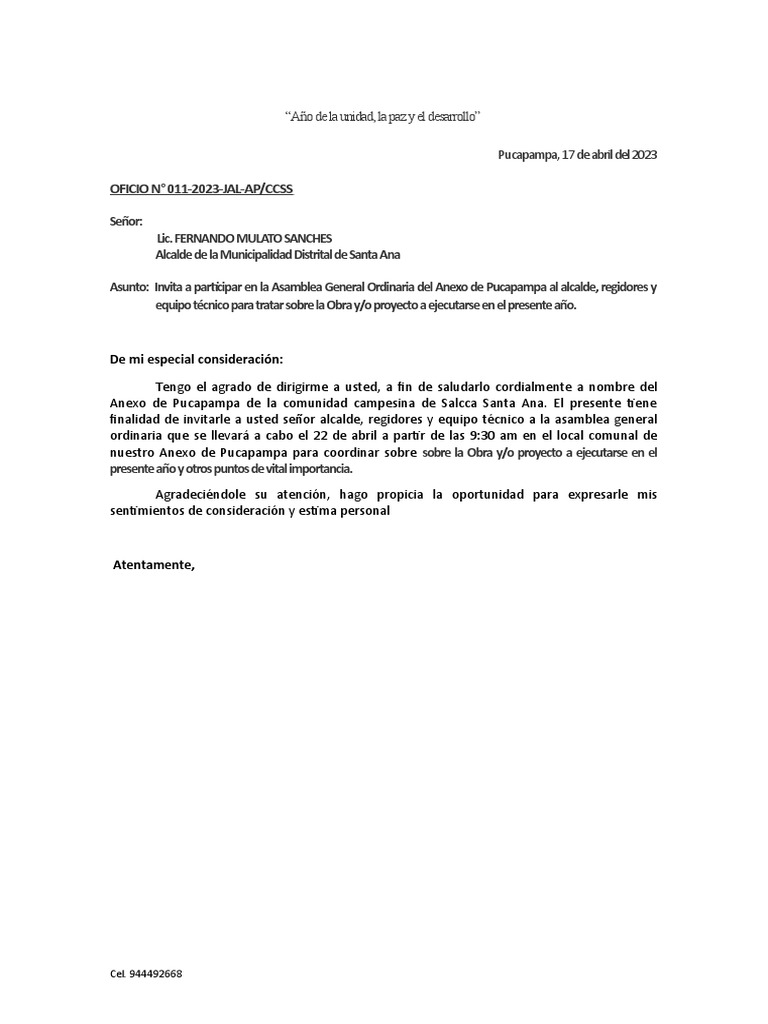 Oficio #011 Mdsa | PDF | Viajes y turismo