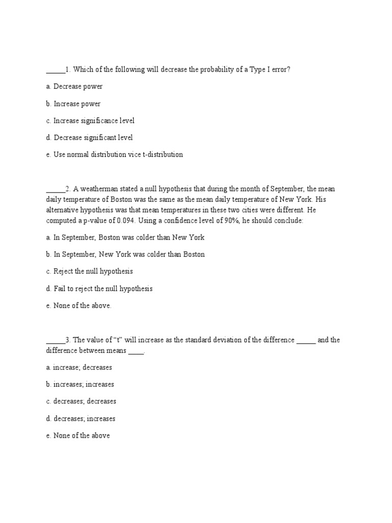 Stats Problems | PDF | P Value | Statistical Significance