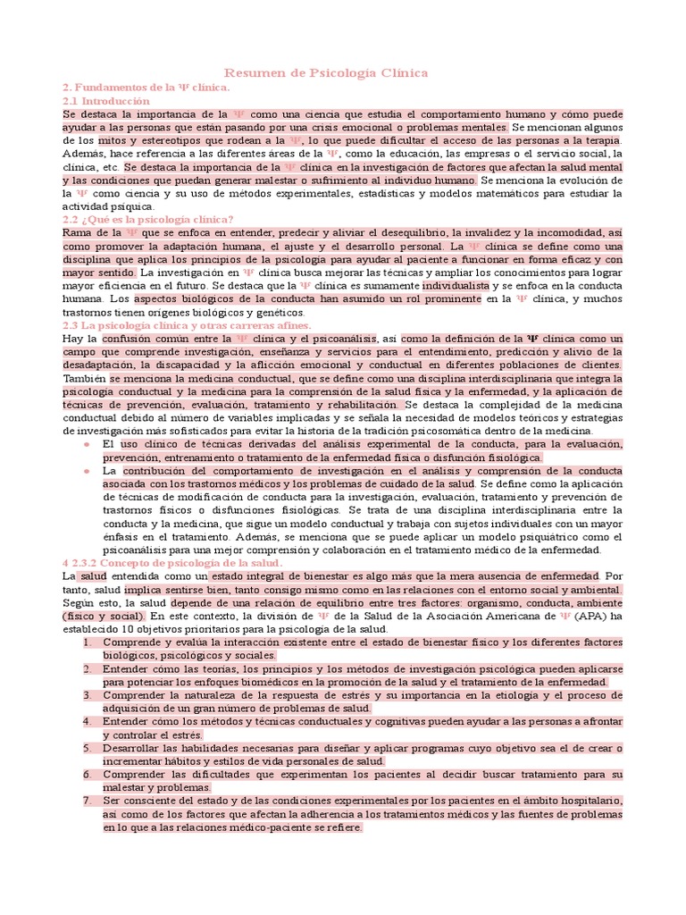 Resumen de Psico Clínica | PDF | Trastorno mental | Psicología clínica