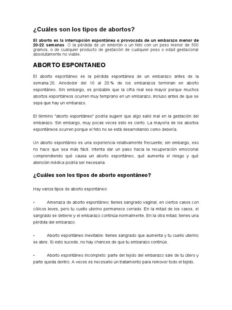 Cuáles Son Los Tipos de Abortos Redaccion | Descargar gratis PDF ...