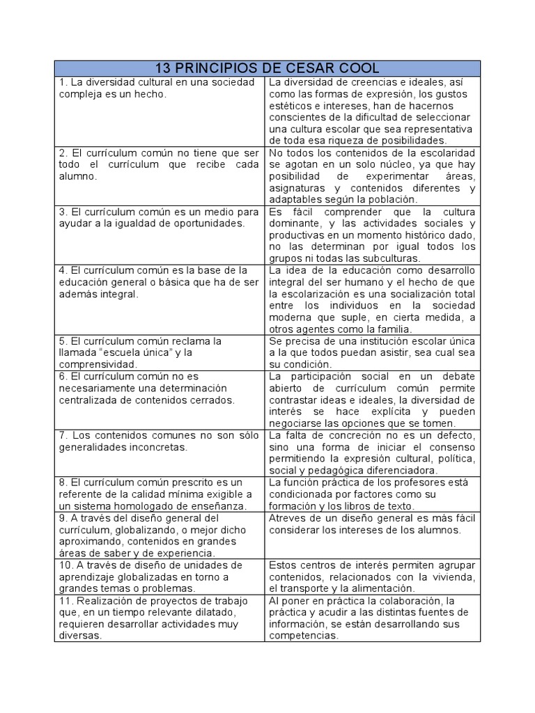 13 Principios de Cesar Cool | PDF | Plan de estudios | Enseñando