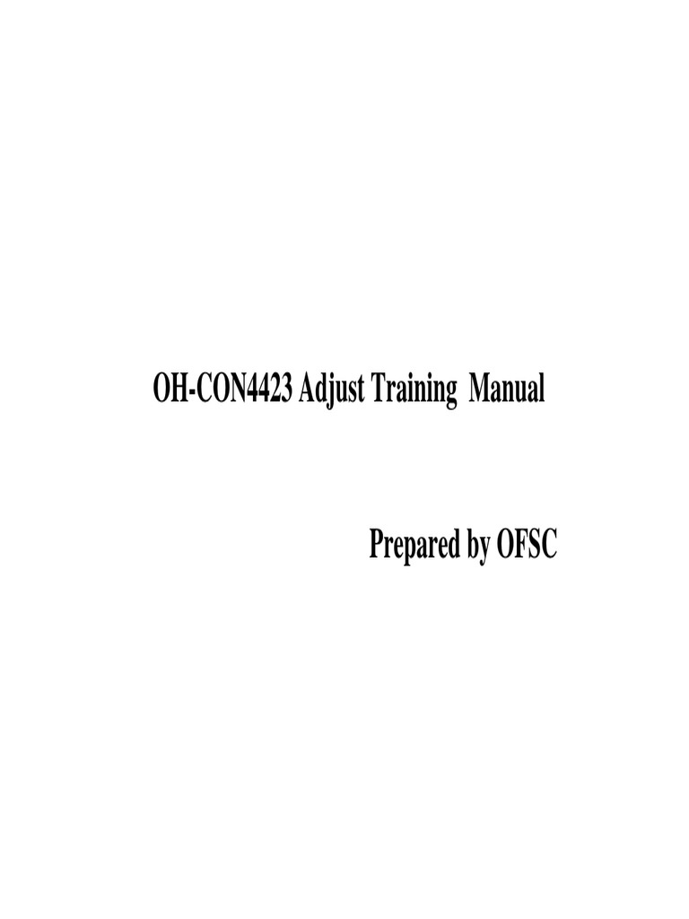 OH-CON4423 Adjust Training Manual | PDF
