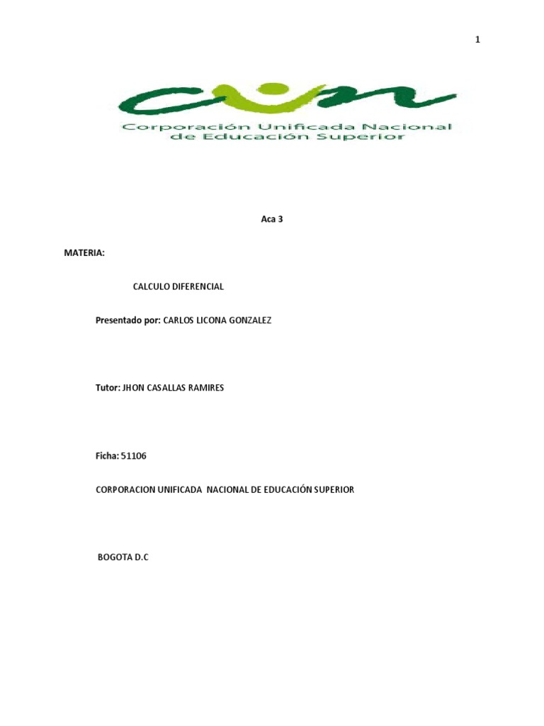 Aca 3.docx Calculo Diferencial | PDF | Objetos matemáticos | Física Matemática