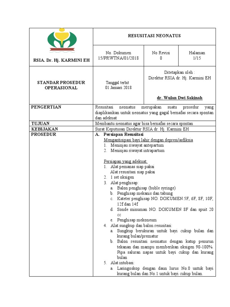 Alat Resusitasi Neonatus di RSIA Karmini | PDF | Kesehatan Holistik