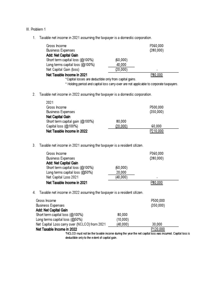III. Problem 1 - 122601 | PDF | Expense | Gross Income