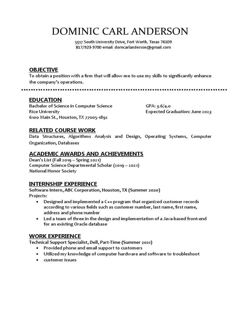 Rice University Resume Template | PDF | Cisco Certifications | Computing