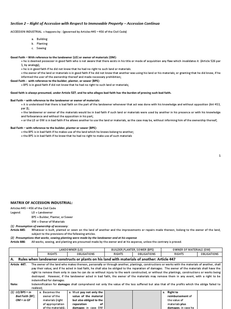 Accession Rights in Immovable Property | PDF | Indemnity | Damages