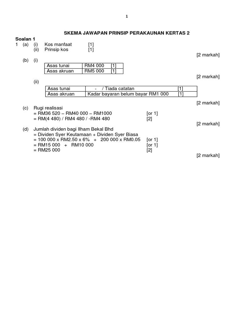 Skema Prinsip Perakaunan Pahang Kertas 2 | PDF