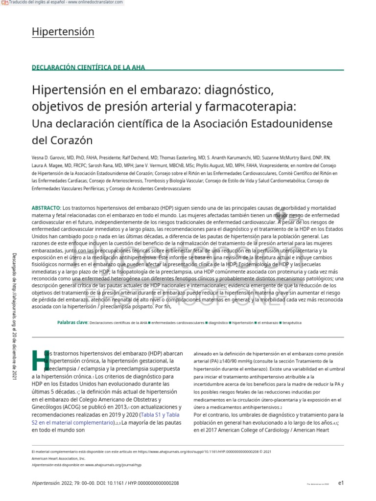 Hipertension en El Embarazo | PDF | Enfermedades cardiovasculares ...