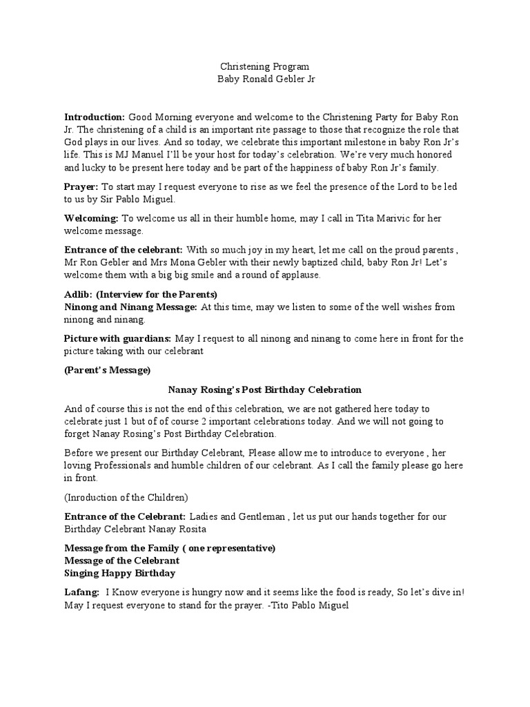 Christening Program | PDF