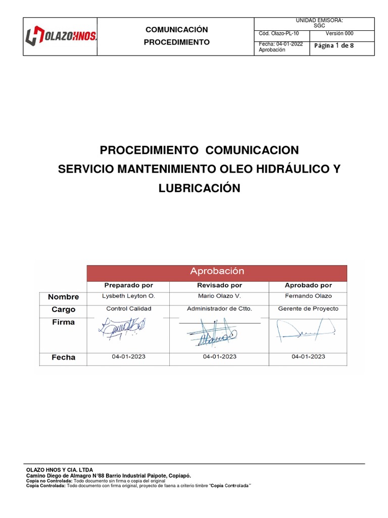 Procedimiento de Comunicación SGI Olazo | PDF | Agencia Central de Inteligencia