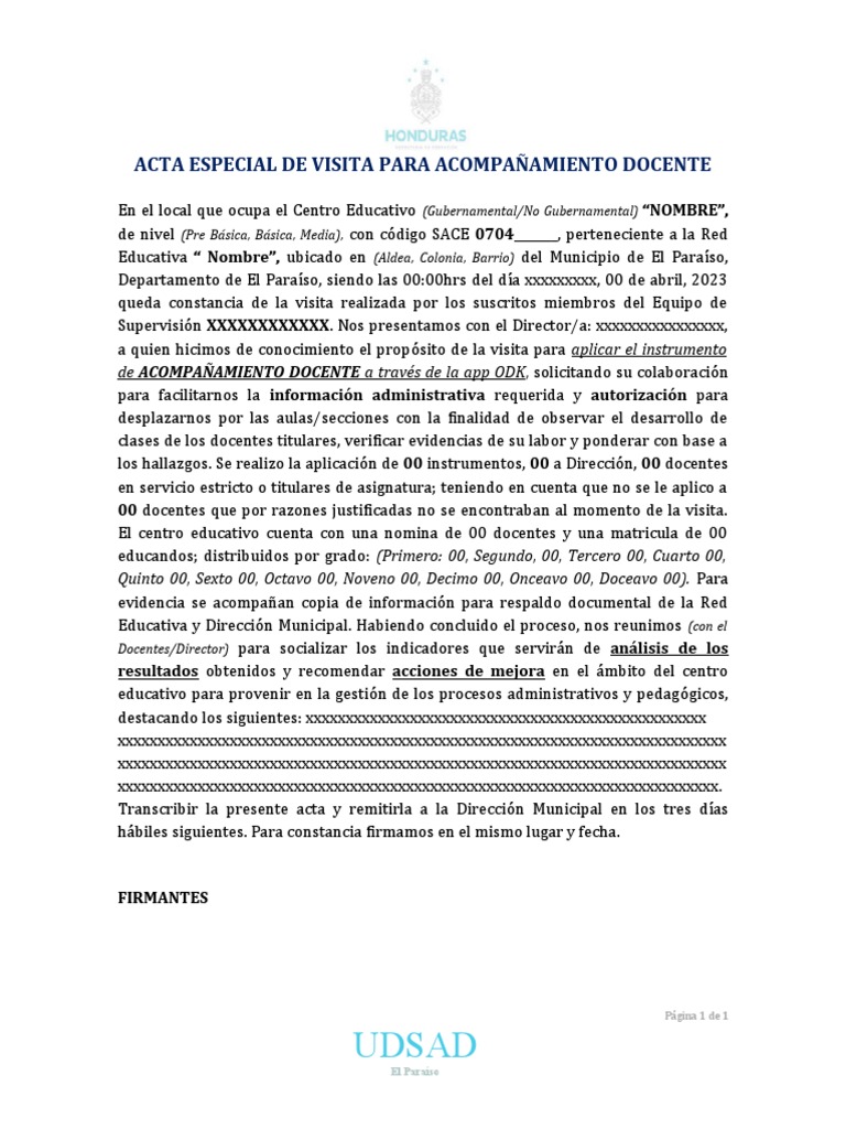 Acta de Acompañamiento Docente | PDF