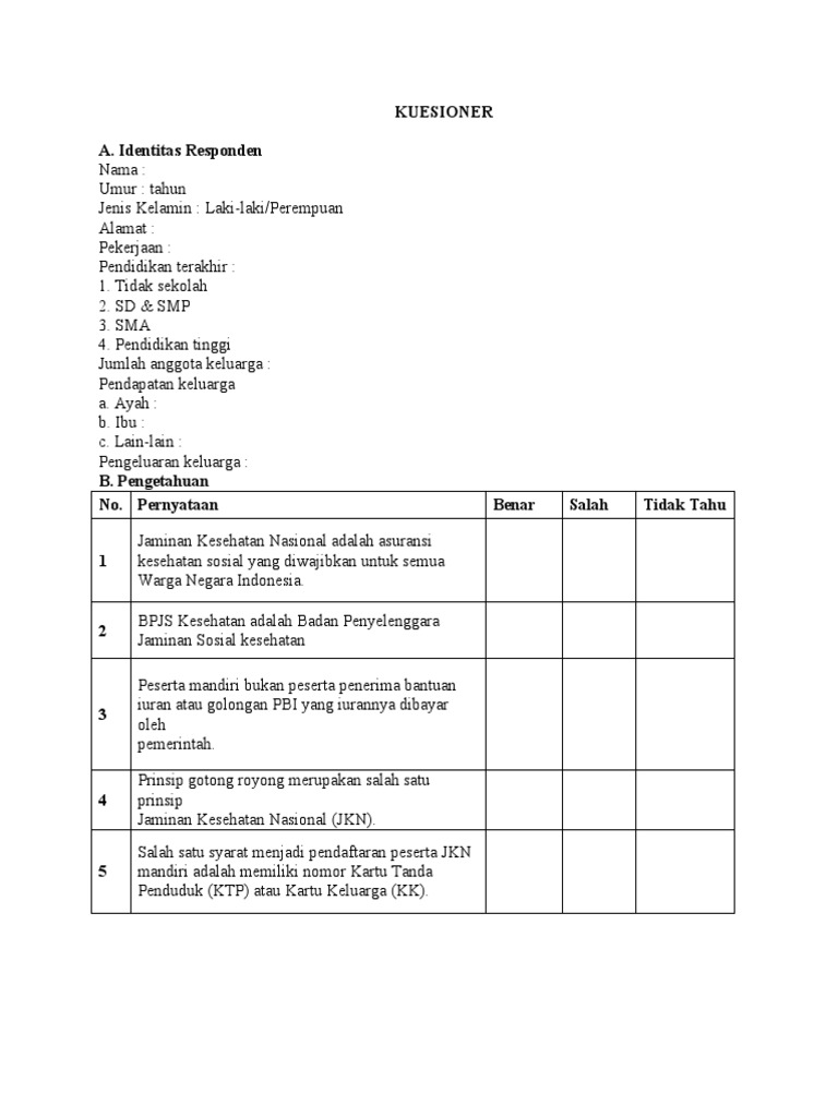 KUESIONER | PDF