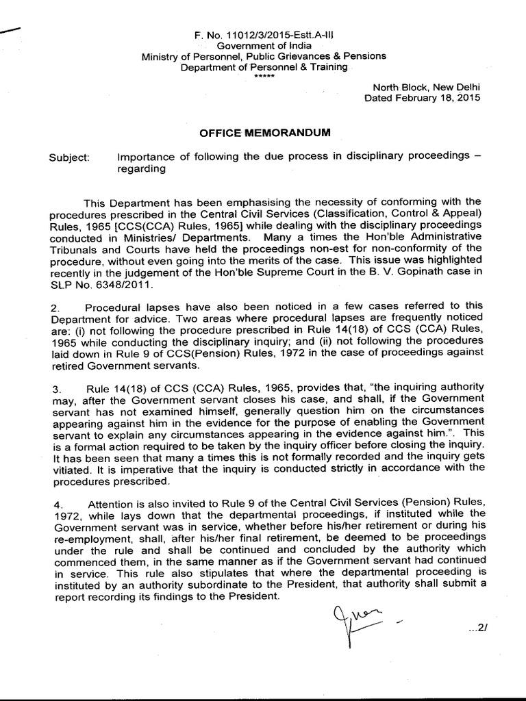 Rule 14 (18) of CCS (CCA) Rules, 1965 11012 - 3 - 2015-Estt-A-III ...