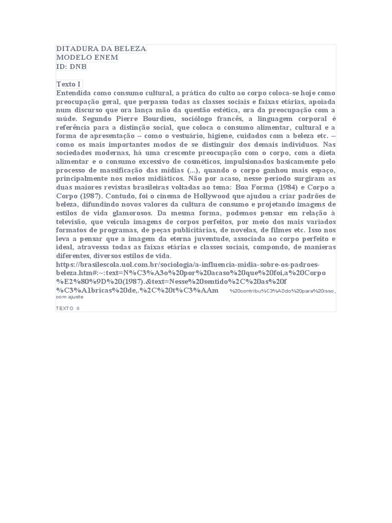 Ditadura Da Beleza Eletiva 2804 | PDF | Sociologia | Beleza