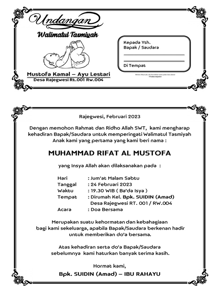 Walimatul Tasmiyah | PDF