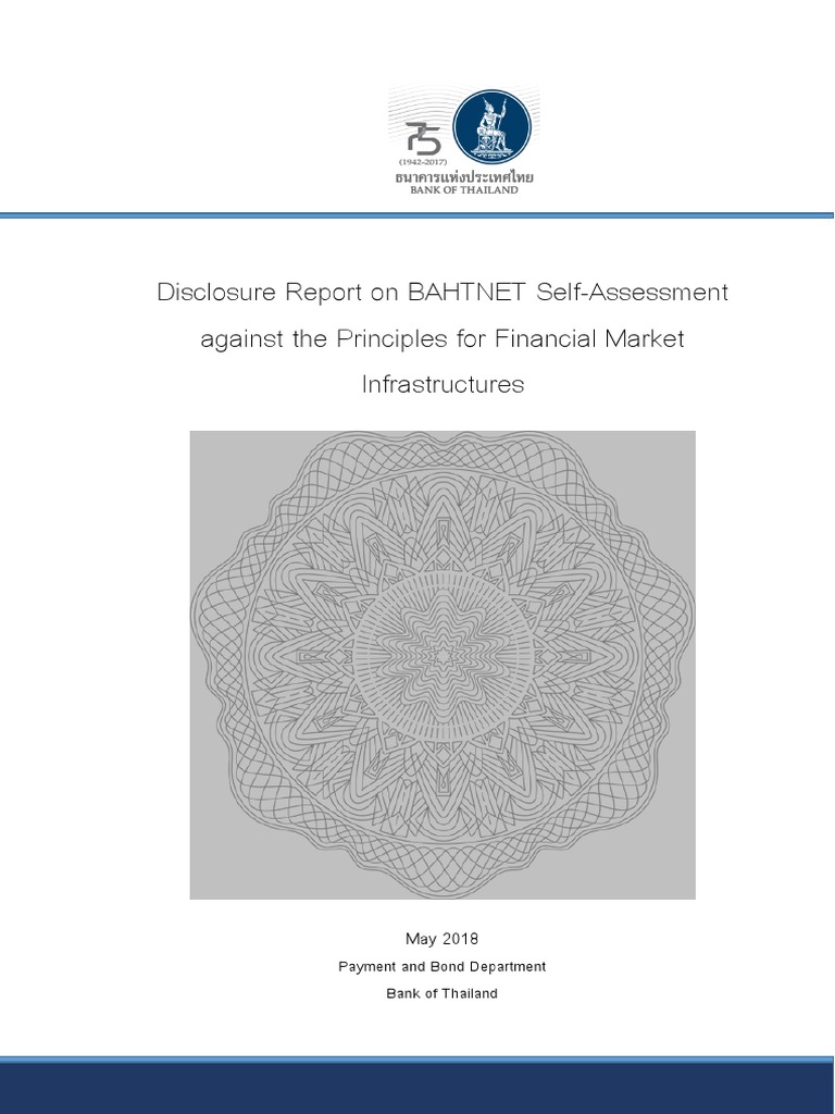 Disclosure Report On BAHTNET Self-Assessment Against The Principles For ...
