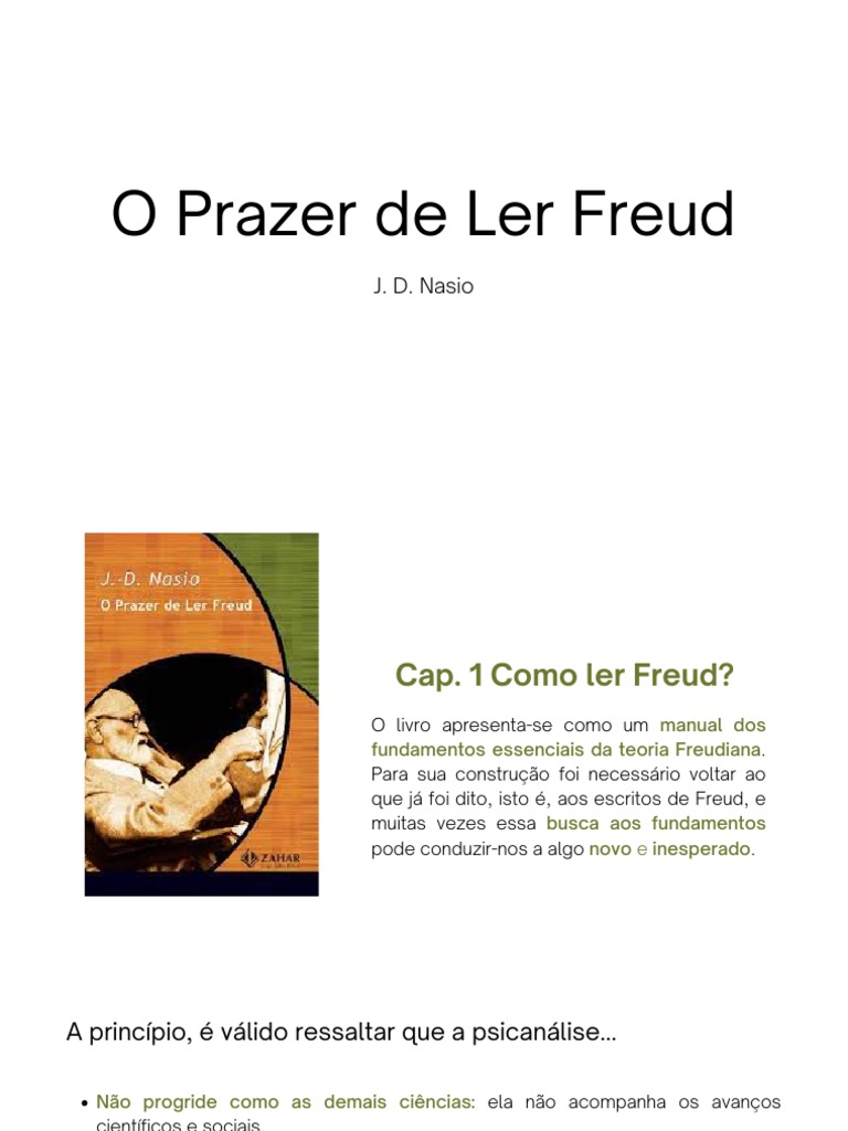 O Prazer de Ler Freud - Cap. 1 e 2 - CIBELLY | PDF | Sigmund Freud | Psicanálise