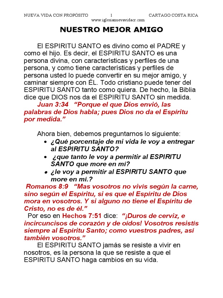 Nuestro Mejor Amigo Pdf Espíritu Santo Dios