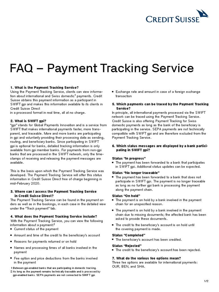 FAQ - Payment Tracking Service | PDF | Payments | Market (Economics)