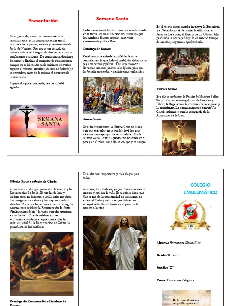 triptico de semana santa | PDF | Pascua de Resurrección | Última cena